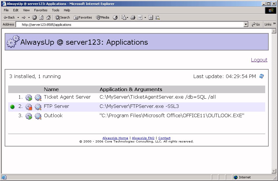 Control Alwaysup Applications From Your Web Browser Alwaysup Web Service Run As A Service